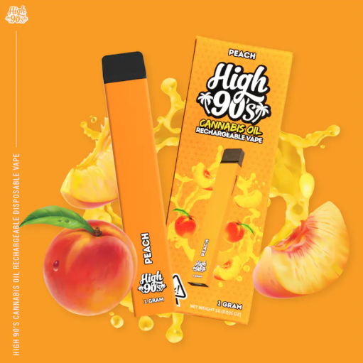 HIGH 90'S: Peach 1g Disposable Vape (I) - Best Dispensary...