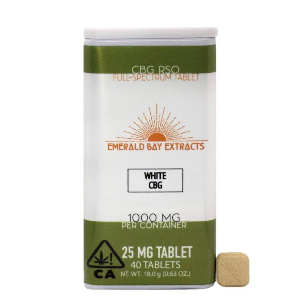 1,000mg CBG White Tablets (25mg - 40 Pack) - Emerald Bay ...