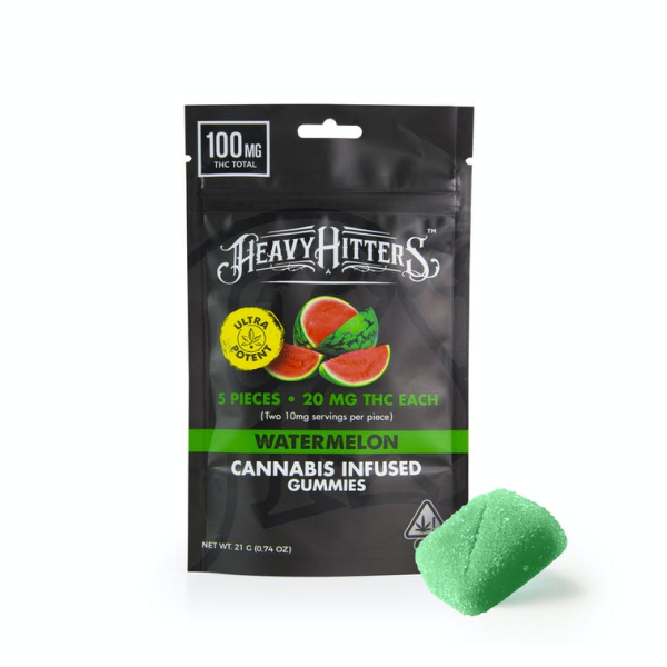 100mg THC Wild Watermelon OG Gummies (20mg - 5 Pack) - Heavy Hitters ...
