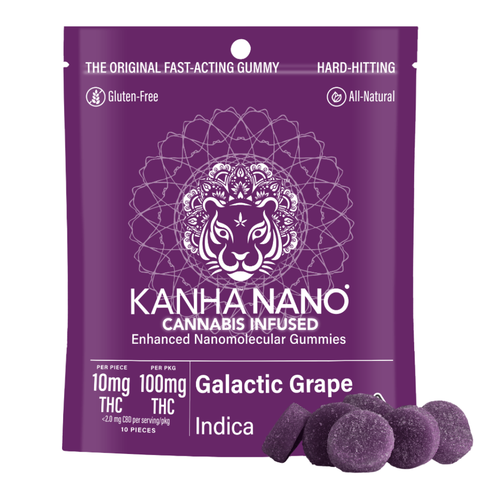 100mg THC NANO Indica Galactic Grape Gummies (10mg - 10 p...
