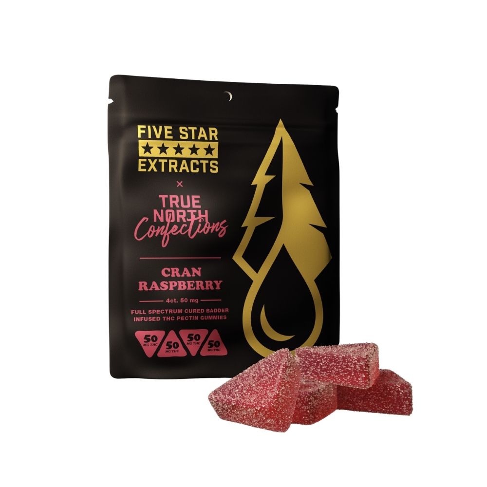 Cran Raspberry 200mg Cured Badder Gummies (4x50mg) - FIVE...