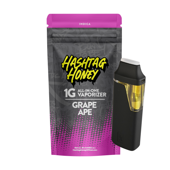 Grape Ape -Indica- 85.7% THC AIO (Vape) 1g | Hashtag Hone...