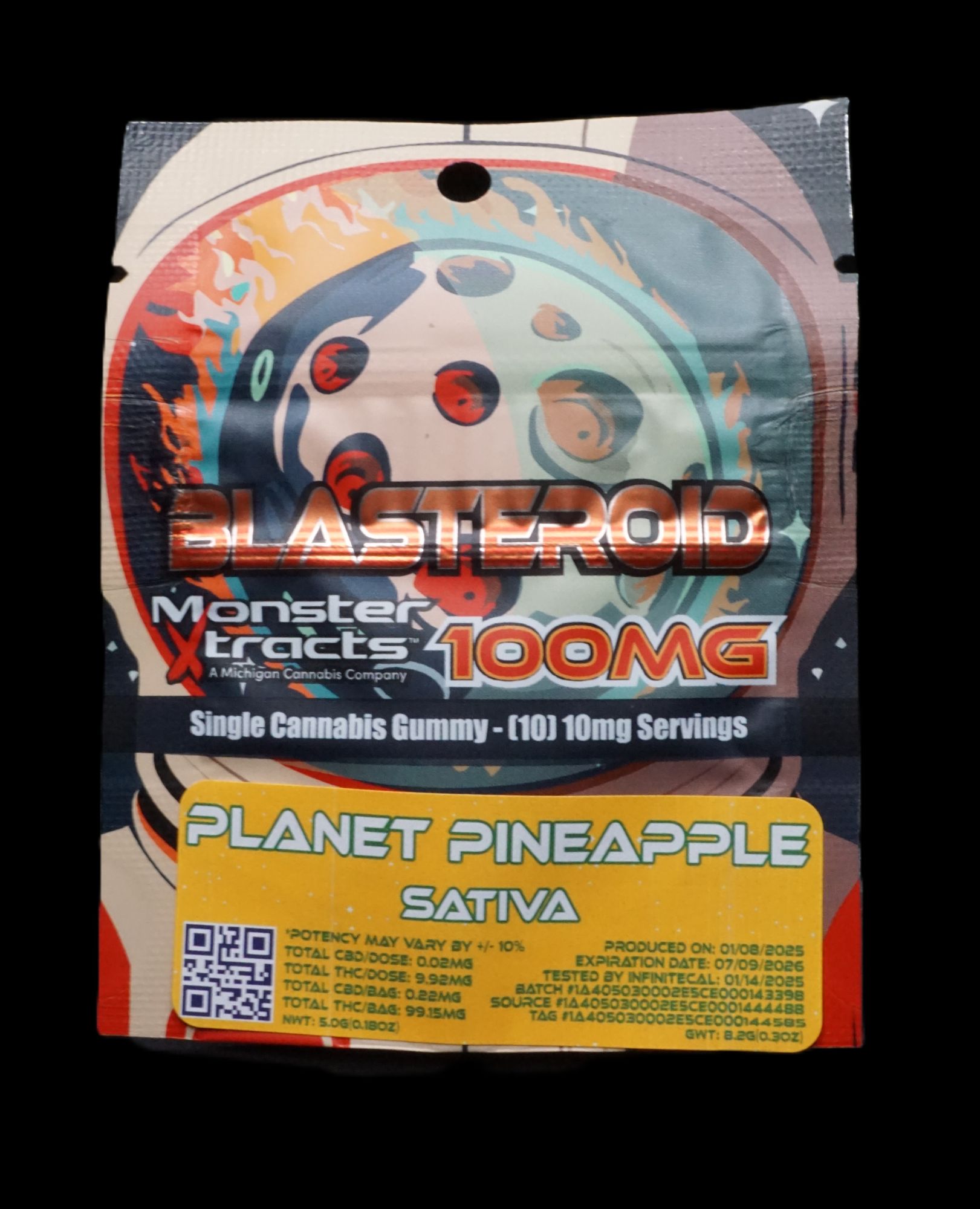 GUMMY - PLANET PINEAPPLE - 100MG BLASTEROID GUMMY - MONST...