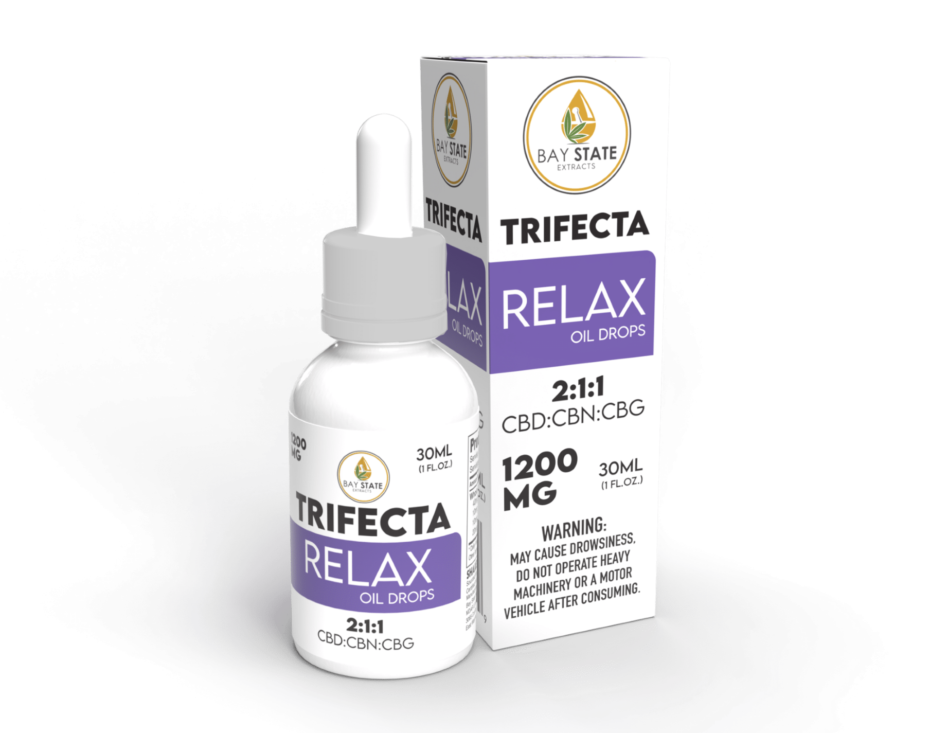 Trifecta Relax CBD Oil Drops - 30ml - Bay State Hemp Co