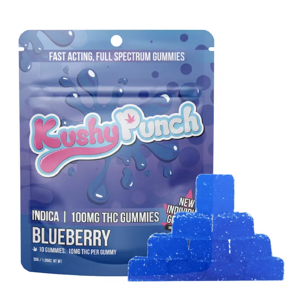 100mg THC Indica Blueberry Individual Gummies (10mg - 10 ...