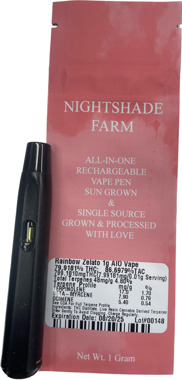 Nightshade Farm - Rainbow Zelato - AIO 1g - Vape - Housin...
